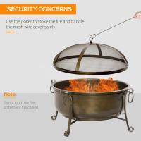 China Outdoor Backyard Patio Garden Fire Pit with Charcoal BBQ Grill and Cover for sale