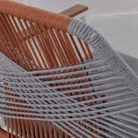 China Metal Garden Dining Furniture with Rope Weave Dining Chair 6 Seating Outdoor Dining Set for sale