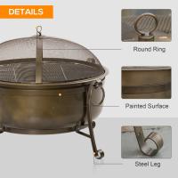 China Outdoor Backyard Patio Garden Fire Pit with Charcoal BBQ Grill and Cover for sale