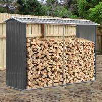 China AJUNION Metal Outdoor Firewood Log Rack Shed for Easy Assembly and Garden Storage for sale
