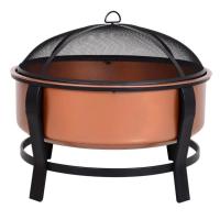 China Customized Logo Modern Outdoor Portable Copper-Colored Round Metal Wood Burning Firepit for sale