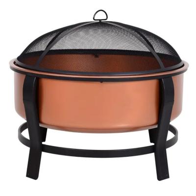 China Customized Logo Modern Outdoor Portable Copper-Colored Round Metal Wood Burning Firepit for sale
