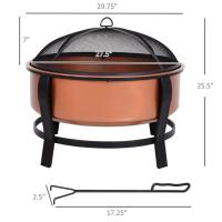 China Customized Logo Modern Outdoor Portable Copper-Colored Round Metal Wood Burning Firepit for sale