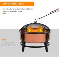 China Customized Logo Modern Outdoor Portable Copper-Colored Round Metal Wood Burning Firepit for sale