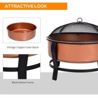 China Customized Logo Modern Outdoor Portable Copper-Colored Round Metal Wood Burning Firepit for sale