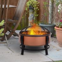 China Customized Logo Modern Outdoor Portable Copper-Colored Round Metal Wood Burning Firepit for sale