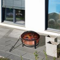 China Customized Logo Modern Outdoor Portable Copper-Colored Round Metal Wood Burning Firepit for sale