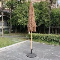China Outdoor Beach Courtyard Sun Umbrella with Tassel in Wood Color and Polyester Material for sale