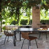China Metal Minimalist Garden Set AJUNION Aluminum Dining Chair Rope Weave Outdoor Furniture for sale