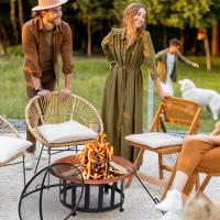China Round Metal Wood Burning Fire Pit Perfect for Bonfires Camping and Outdoor Gatherings for sale