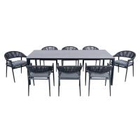 China Rope Weave Armchair Dining Chairs for Garden Modern Large Size 8 Seater Outdoor Set for sale