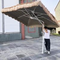 China Outdoor Garden Beach Patio Heavy Duty Straw Roman Parasol with Aluminium Sun Umbrella for sale
