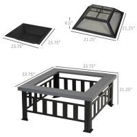 China Outdoor Warming Square Wood Burning Firepit for Backyard Patio Garden and Cooking for sale