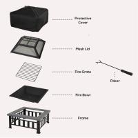 China Outdoor Warming Square Wood Burning Firepit for Backyard Patio Garden and Cooking for sale