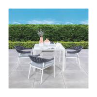 China Aluminum Rope Weave Garden Dining Furniture 4 Seating Outdoor Dining Set by AJUNION for sale