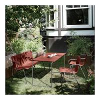China Outdoor Furniture AJUNION Steel Plastic Wood Patio Chair Loveseat Garden Bench Armchair for sale