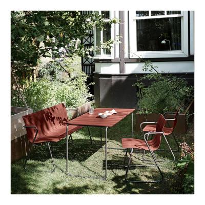 China Outdoor Furniture AJUNION Steel Plastic Wood Patio Chair Loveseat Garden Bench Armchair for sale