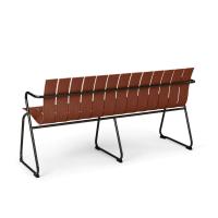 China Outdoor Furniture AJUNION Steel Plastic Wood Patio Chair Loveseat Garden Bench Armchair for sale