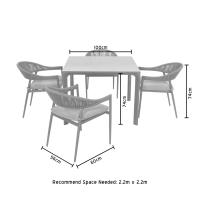 China Stylish Outdoor Dining Set with Metal Frame and Rope Weave Armchair L 57 x W60 x H74cm for sale
