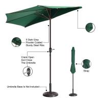 China Bistro Outdoor Garden Patio Hand Crank Lift Umbrella 9*4.5*7.87 FT Half Round Sun Shade for sale