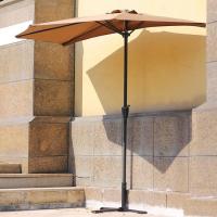 China Bistro Outdoor Garden Patio Hand Crank Lift Umbrella 9*4.5*7.87 FT Half Round Sun Shade for sale