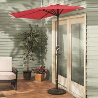 China Bistro Outdoor Garden Patio Hand Crank Lift Umbrella 9*4.5*7.87 FT Half Round Sun Shade for sale