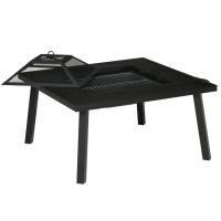 China Relax in Style Square Ceramic Wood Burning Fire Pit Table for Backyard Patio Garden Camping for sale