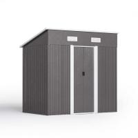 China Rot Proof AJUNION 4x6ft Garden Shed Double Sliding Door Metal Storage Shed for Tools Bike for sale