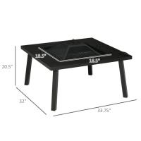 China Relax in Style Square Ceramic Wood Burning Fire Pit Table for Backyard Patio Garden Camping for sale