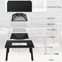 China Relax in Style Square Ceramic Wood Burning Fire Pit Table for Backyard Patio Garden Camping for sale