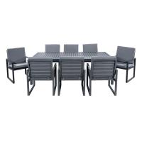 China Metal Dining Armchair and Dining Table Set for 8 Seating in Villa Outdoor Dining for sale