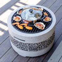 China Outdoor Backyard Patio Garden Fire Pit with Artificial Stone and Charcoal BBQ Grills for sale