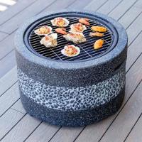 China Outdoor Backyard Patio Garden Fire Pit with Artificial Stone and Charcoal BBQ Grills for sale
