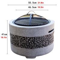 China Outdoor Backyard Patio Garden Fire Pit with Artificial Stone and Charcoal BBQ Grills for sale