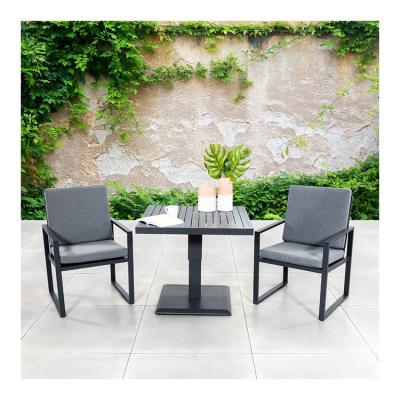 China Modern Aluminum Balcony Furniture 2 Seating Outdoor Dining Set with Adjustable Table for sale