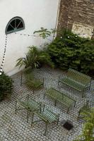 China Mail Packing Steel Frame Outdoor Furniture Garden Set Minimalist Style by AJUNION for sale