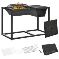 China Outdoor Garden 4-in-1 Metal Wood Burning Firepit Ice Bucket Cooler Charcoal BBQ Grill for sale