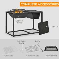 China Outdoor Garden 4-in-1 Metal Wood Burning Firepit Ice Bucket Cooler Charcoal BBQ Grill for sale