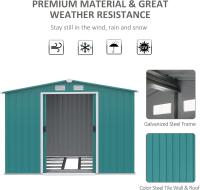 China 2.06D x 2.58W x 1.78H Meters Double Sliding Door Metal Garden Building Shed with 4 Vents for sale