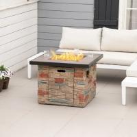China Outdoor Backyard Patio Garden Camping Propane Gas Fire Pit Table with Faux Ledge Stone for sale