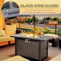 China Outdoor Patio Garden Camping Fire Pit Table with Auto Ignition and Glass Wind Guard for sale