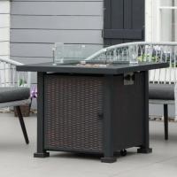 China Outdoor Patio Garden Camping Fire Pit Table with Auto Ignition and Glass Wind Guard for sale