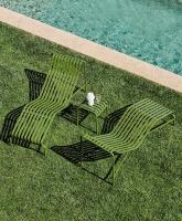 China Outdoor Metal Chaise Lounger and Side Table Set for Relaxation L164.5 x W65.5 x H70cm for sale