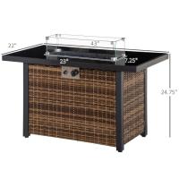 China Outdoor Warming Rattan Wicker Firepit Propane Gas Fire Pit Table with Glass Wind Guard for sale