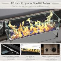 China Outdoor Warming Rattan Wicker Firepit Propane Gas Fire Pit Table with Glass Wind Guard for sale