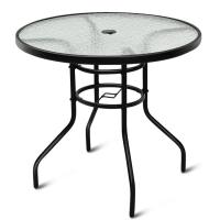 China Balcony Garden Leisure Furniture Metal Tempered Glass Square Round Coffee Dining Table for sale