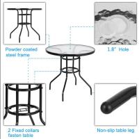 China Balcony Garden Leisure Furniture Metal Tempered Glass Square Round Coffee Dining Table for sale