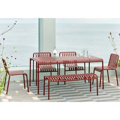 China Minimalist Style Outdoor Metal Furniture Set L56 x W47 x H80cm Chair Size Steel Frame for sale