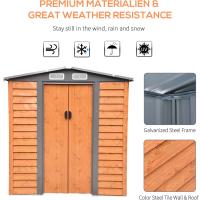 China AJUNION Modern Design Metal Storage Shed for Sheds Storage 55.5kg Wood Grain Effect for sale