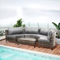 China Steel Tube Frame 5 Piece Outdoor Patio Furniture Set with PE Rattan Chairs and Ottomans for sale